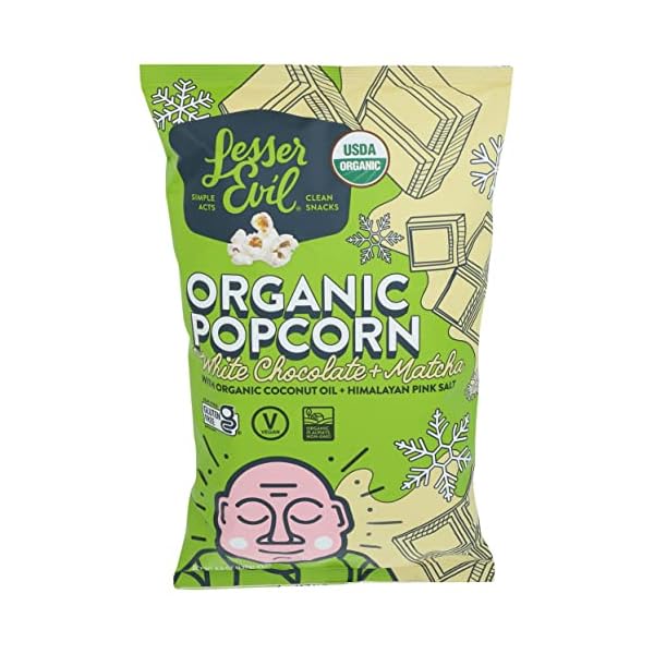 LesserEvil Organic White Chocolate & Matcha Popcorn, 5 OZ | Gourmetian