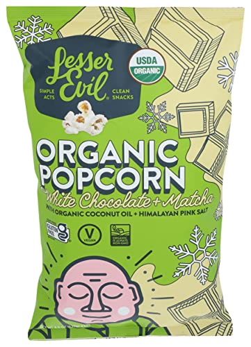 LesserEvil Organic White Chocolate & Matcha Popcorn, 5 OZ | Gourmetian