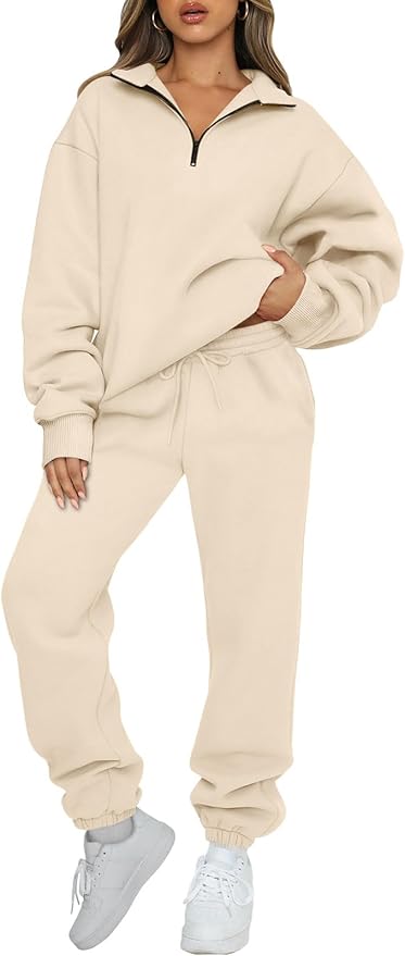 Amazon.com: AUTOMET Women's Sweatsuits 2 Piece Outfits Long Sleeve Half ...