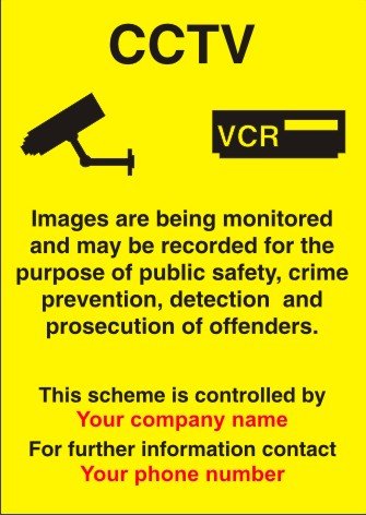 CCTV SIGN - 3 BESPOKE CCTV SIGNS SIZE A3 YOUR DETAILS : Amazon.co.uk ...