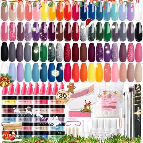 Amazon.com: AZUREBEAUTY 170Pcs Dip Powder Nail Kit Starter 36 Colors ...