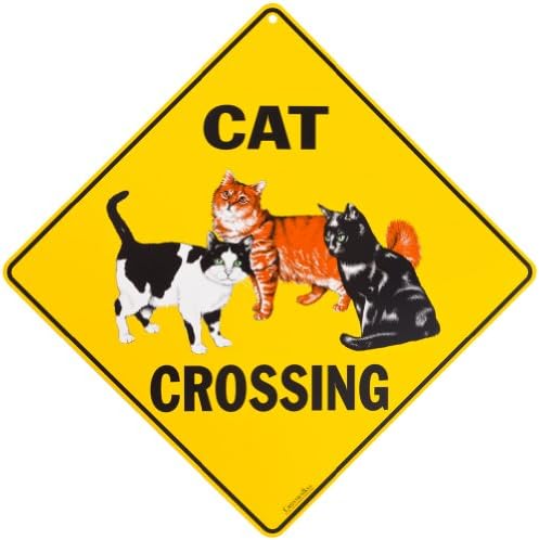Amazon.com : CROSSWALKS Cat Crossing 12" X 12" Aluminum Sign (X89 ...