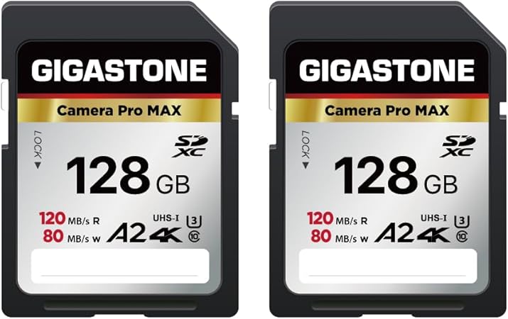 Amazon.com: Gigastone 128GB 2-Pack SD Card, 4K Camera Pro MAX, A2 4K ...