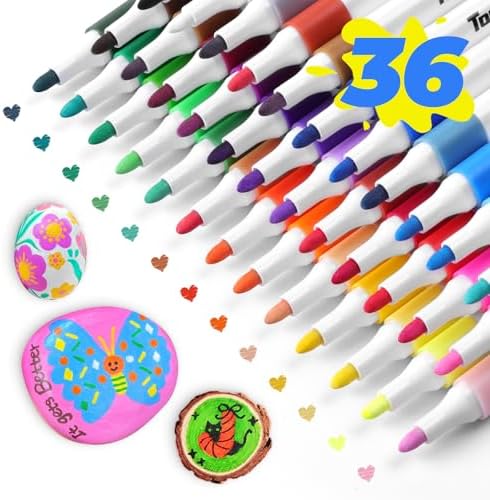 TongFu 36 Colours Acrylic Paint Marker Pens, Triangular Shape Marker ...