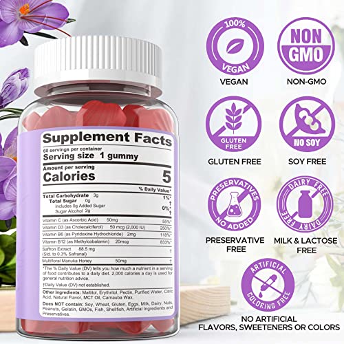Saffron Supplement Gummies - 100% Pure Saffron Extract Whole Herb ...