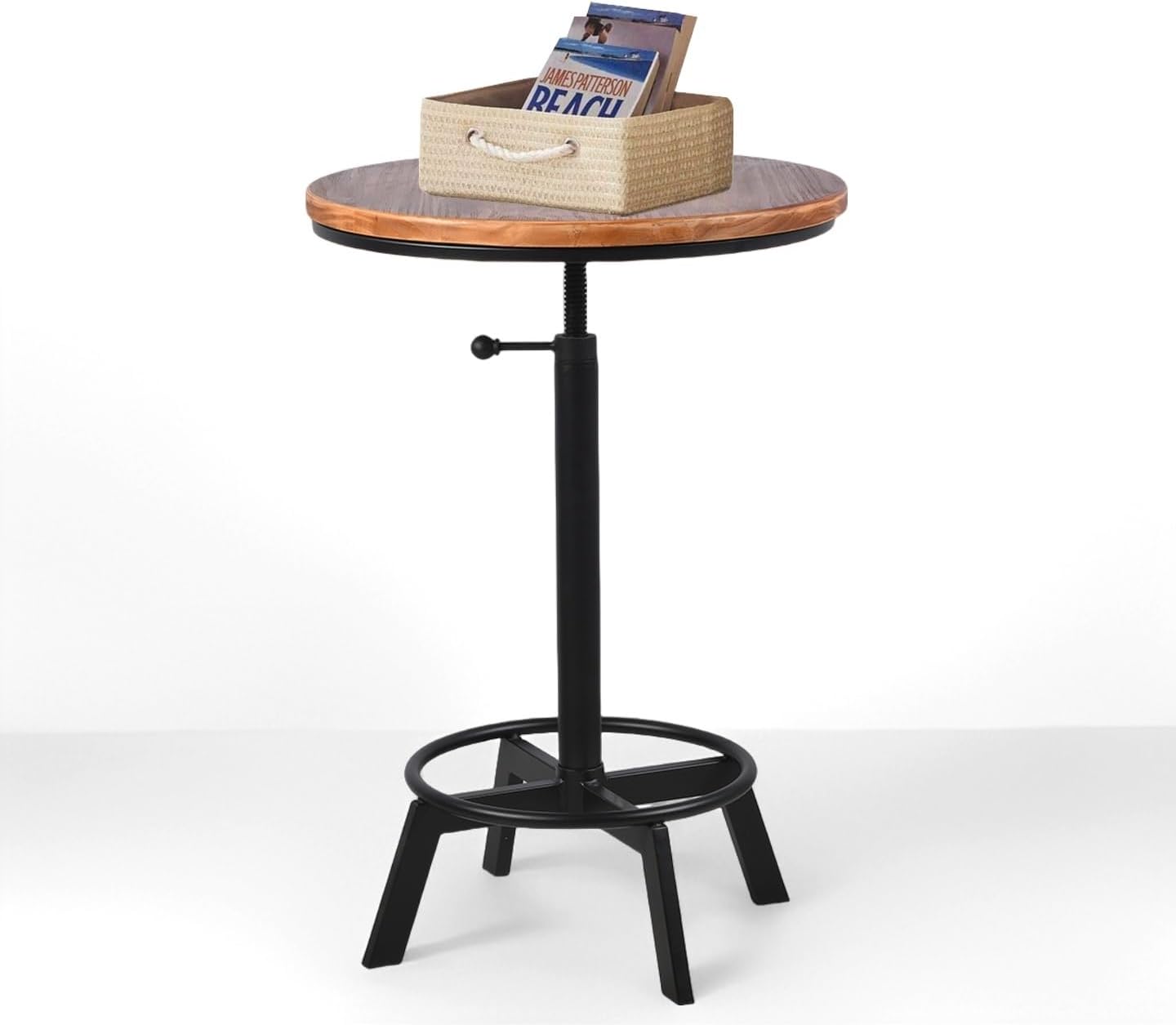 Farmhouse Bar Table 30-35.4inch Height Adjustable Rustic Bistro Pub ...