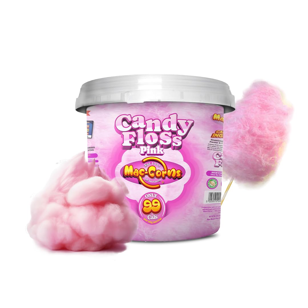 MacCorns Pink Cotton Candy Floss -10ltr Mega Bucket for Kids & Adults ...