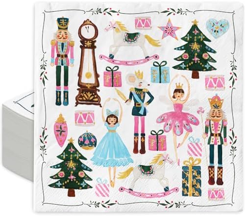 Amazon.com: AnyDesign 80 Pack Nutcracker Paper Napkins Disposable ...