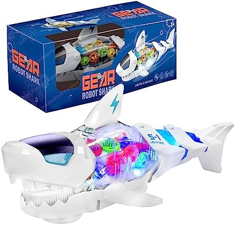 FunBlast Electric Shark Toy - 360 Degree Rotation Transparent Gear ...