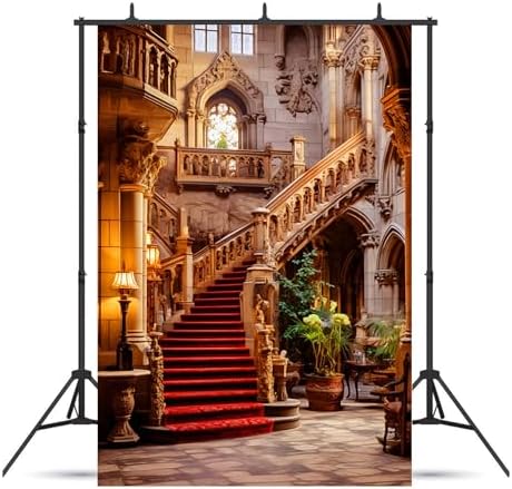 Amazon.com : 5x7ft Castle Backdrop Castle Interior Luxurious Stairs ...