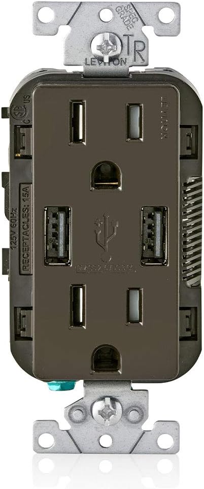 Leviton T5632-B USB Charger/Tamper Resistant Duplex Receptacle
