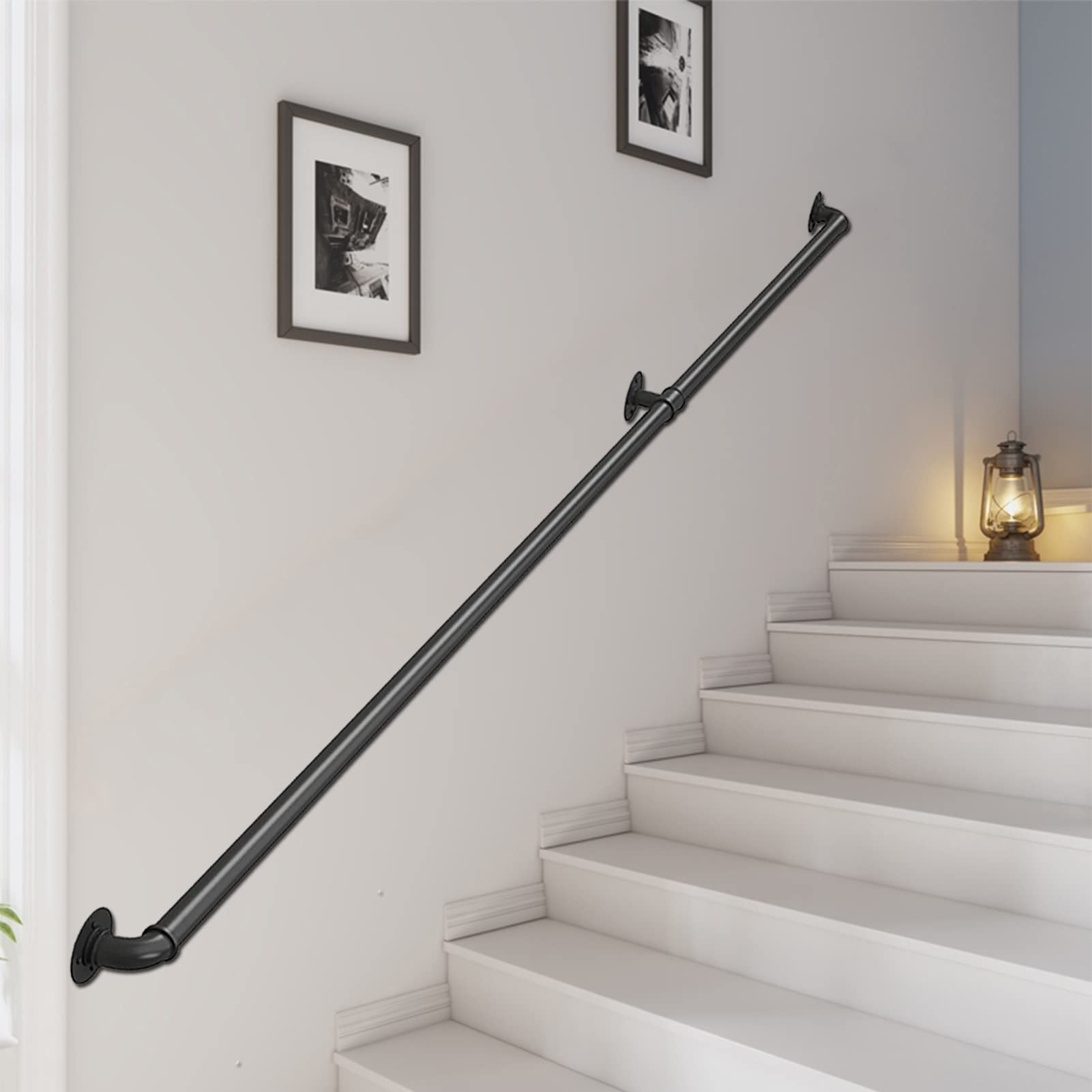 Buy Stair Railing Safety Hand Rail Outdoor Support Grab Rail, Black ...