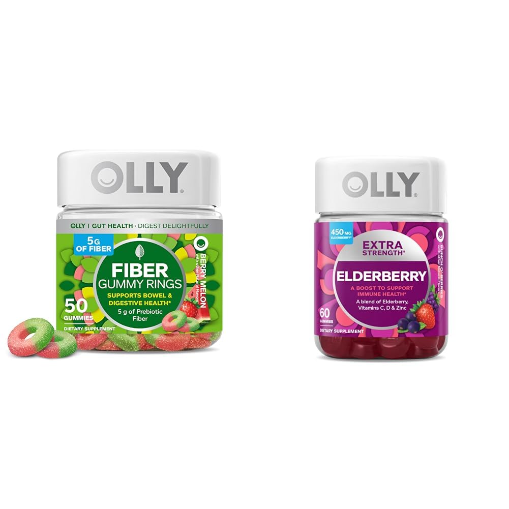 Amazon.com: OLLY Fiber Gummy Rings 50ct & Extra Strength Elderberry ...