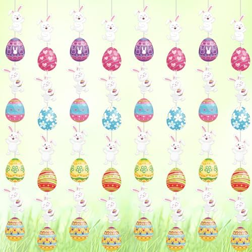 Amazon.com: 8 Pack Easter Decor Glitter Bunny and Easters Egg Garland ...