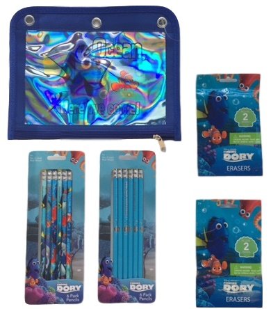 Finding Dory - School Supplies Set Pencil Zipper Case, Erasers, and ...