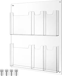 Yousoontic Acrylic Brochure Holder Wall Mount Plastic Magazine Display ...
