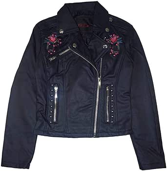 Amazon.com: Yoki Little/Big Girls PU Faux Leather Jacket, Navy Floral ...