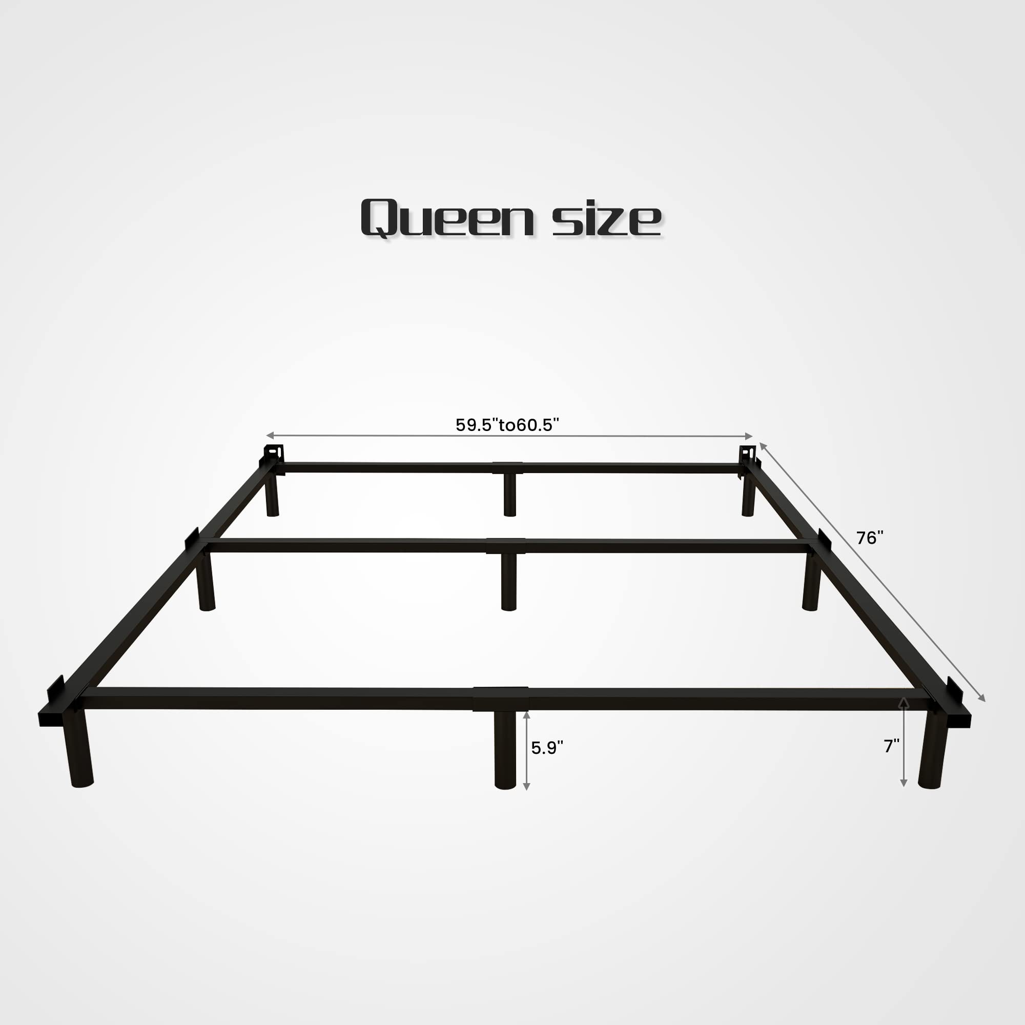 LIJQCI Queen Bed Frame 7 Inch Metal Heavy Duty 3000 lbs Bedframe 9-Leg ...