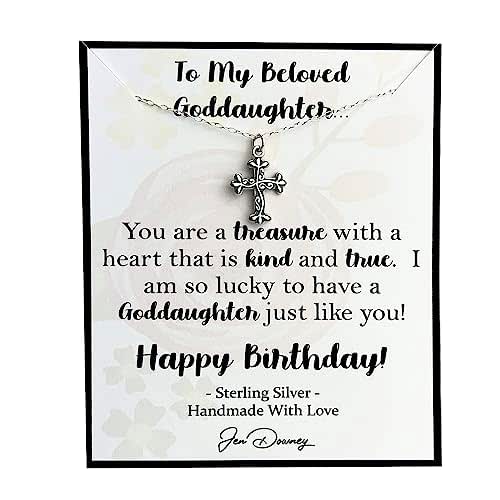 Amazon.com: Goddaughter Birthday Gift Sterling Silver Vine Cross ...