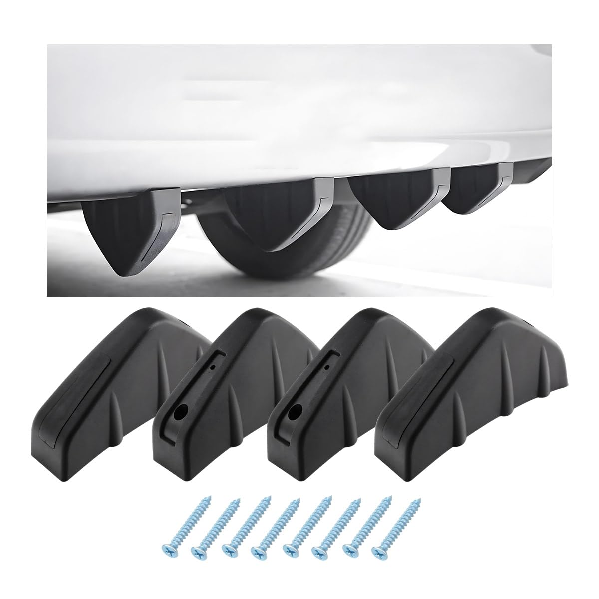 Amazon.com: KVAEY 4 PCS Car Rear Lower Bumper Wing Lip Diffuser, Shark ...