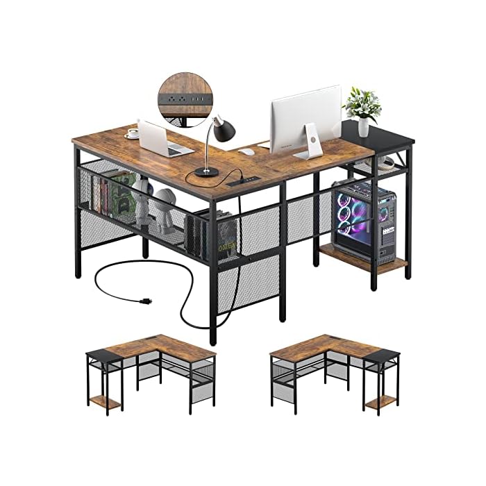 Buy Unikito L Shaped Desk with USB Charging Port and Power Outlet ...
