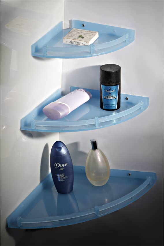 HomeWorks Great Blue ABS Unbreakable 3 Piece Corner Set Shelf 7" X 7 ...