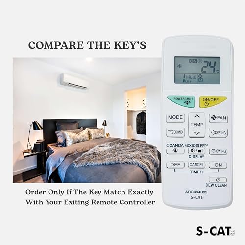 S-CAT Compatible with Daikin AC Remote Original ARC484B32 (No Backlight ...