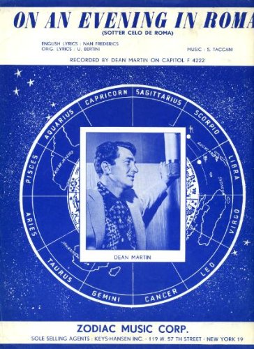 On An Evening In Roma (Sott'er Celo De Roma) Vintage 1959 Sheet Music ...