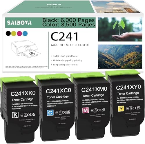 Amazon.com: SAIBOYA C241XK0 C241XC0 C241XM0 C241XY0 Toner Cartridge ...