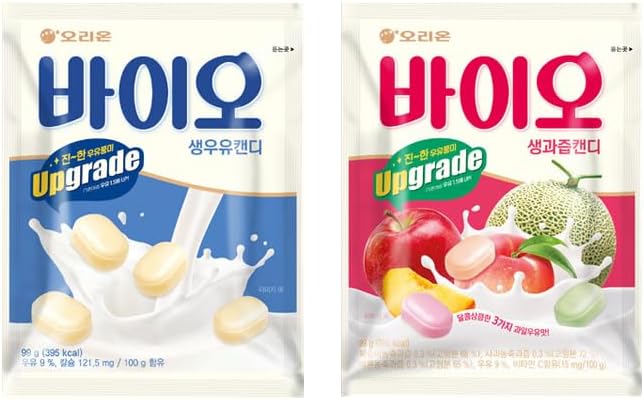 Amazon.com : [Pack of 2] Orion Bio Candy 99g / 3.4oz Fruit milk + Milk ...