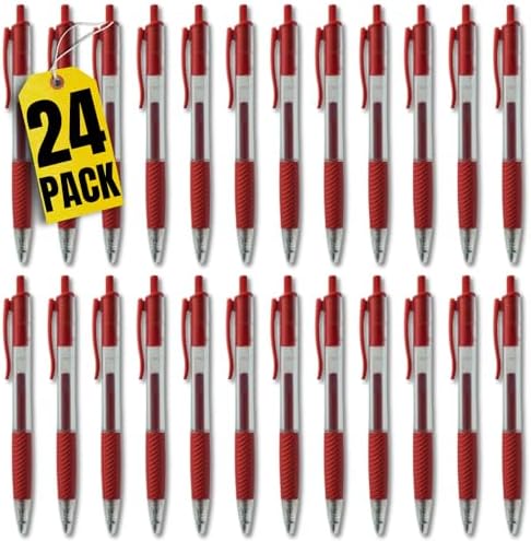 Amazon.com: 1InTheOffice Retractable Red Gel Pens, Rollerball, Medium ...