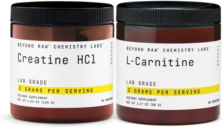 Amazon.com: BEYOND RAW Creatine HCL Powder + L-Carnitine Powder Bundle ...