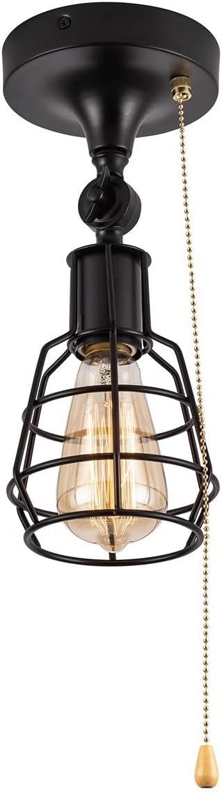 Industrial Farmhouse Close to Ceiling Light with Pull Chain 1 Light ...
