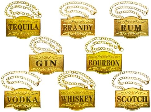 Amazon.com | Decanter Tags - Liquor Tags (Set of 8, Golden Colour ...