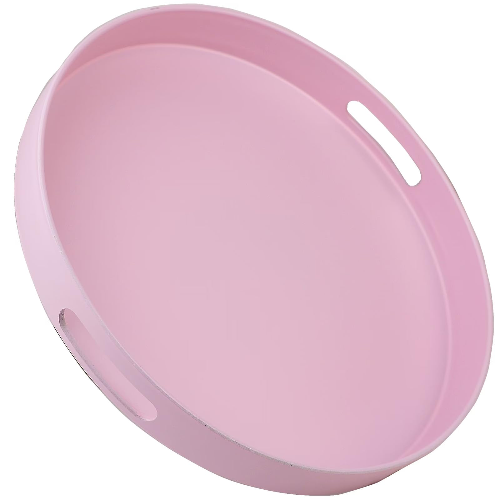 Amazon.com: SforGUVA Round Pink Decorative Serving Tray with Handles ...