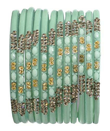 Buy The Golden Cascade Sentro Color Shining Glass Bangles with Stone ...