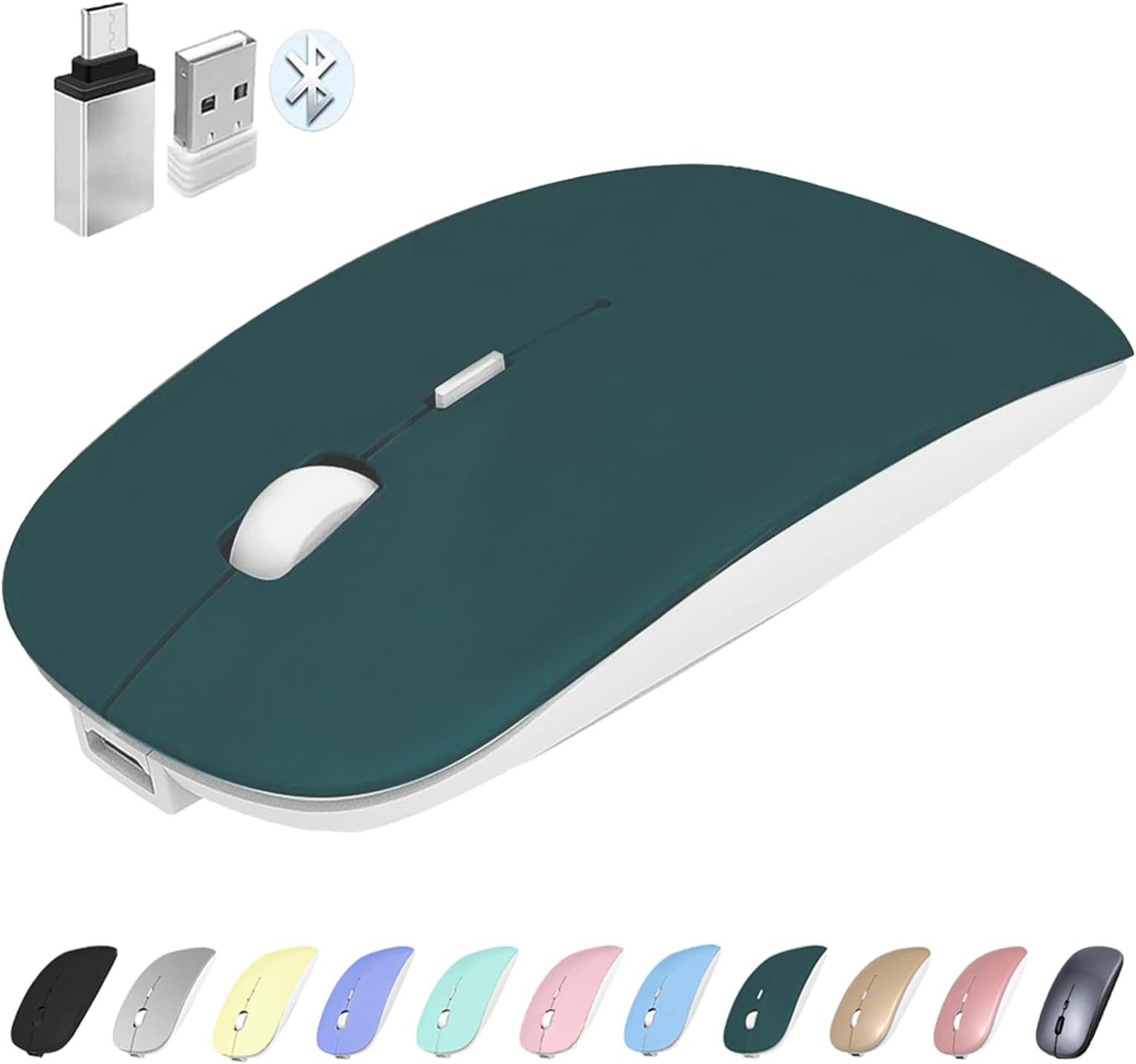 Amazon.com: Wireless Bluetooth Mouse USB C for MacBook Air Pro, Silent ...