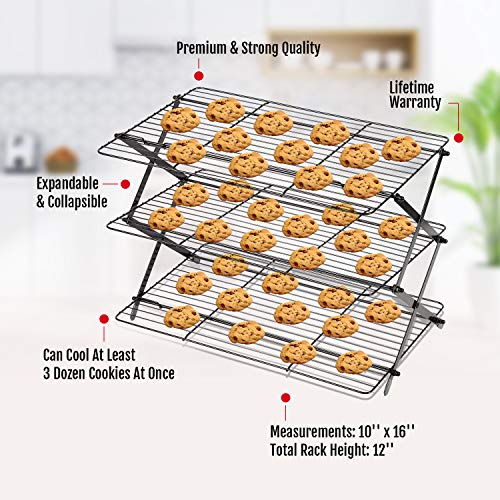 Buy 3-Tier Collapsible Cooling Rack - Bonus Baking Mat Included ...