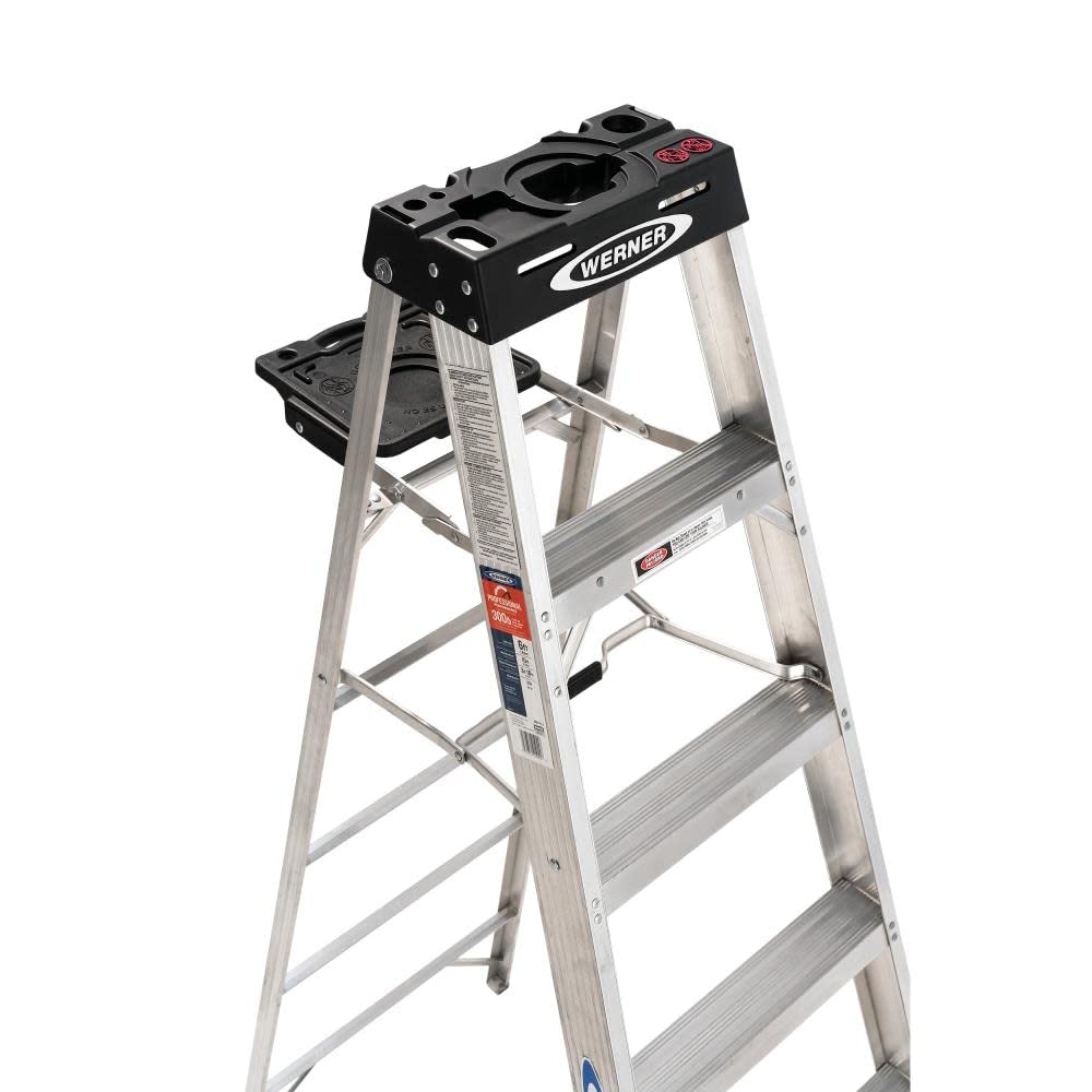 Werner 8 Ft Fiberglass Step Ladder With Shelf 300 Lb