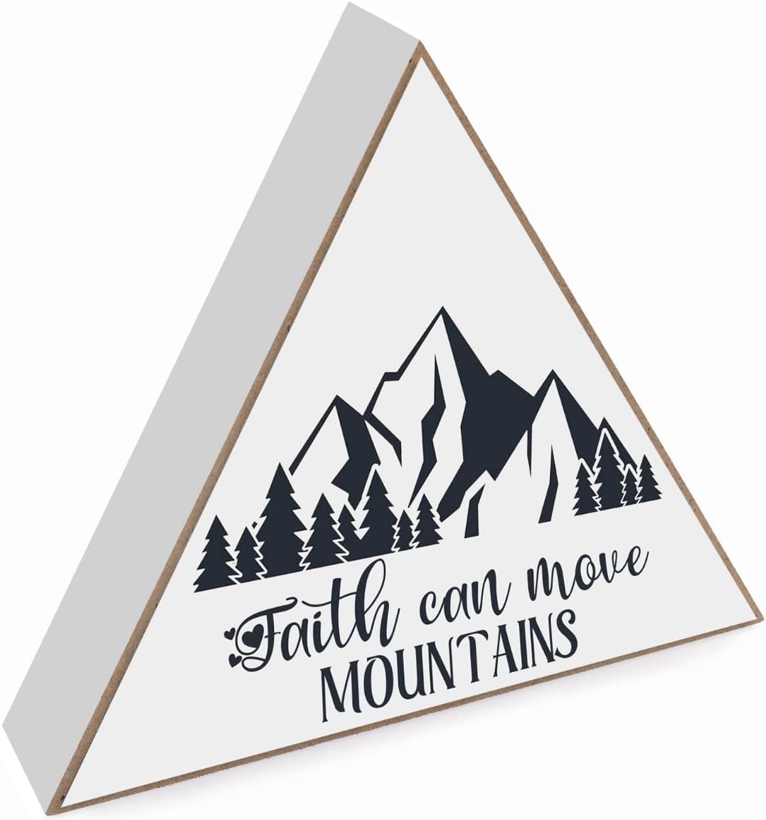 Amazon.com: Faith Can More Mountains Wood Box Sign Woodland Adventure ...
