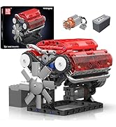 Amazon.com: Mould King V8 Twin-Turbo Engine Model Kit That Runs, Mini ...