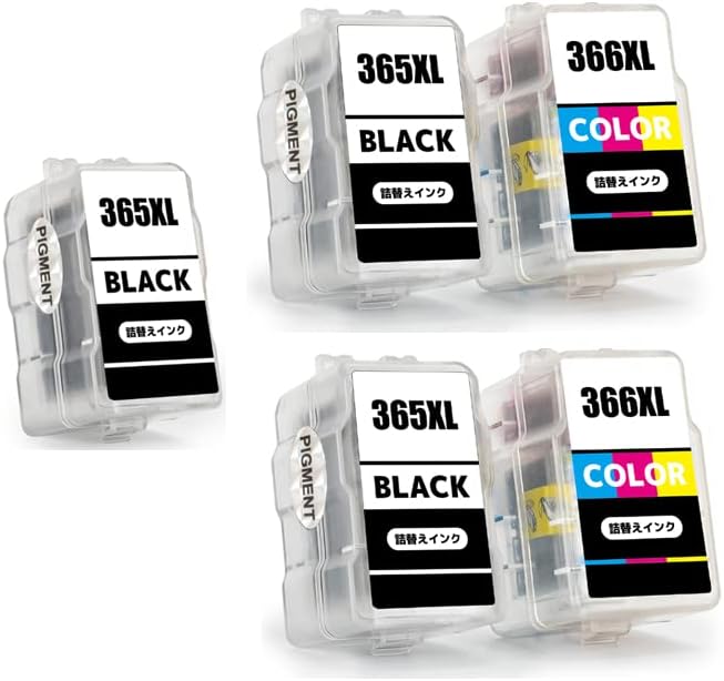 Amazon.co.jp: キャノン BC-365 BC-366 ブラック3個＋カラー2個セット プリンター互換インク 詰め替えインク BC365 BC366 BC-365XL BC ...