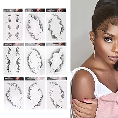 Hair Edges Tattoo Stickers 9 Styles Fashion Temporary Hair Tattoos ...