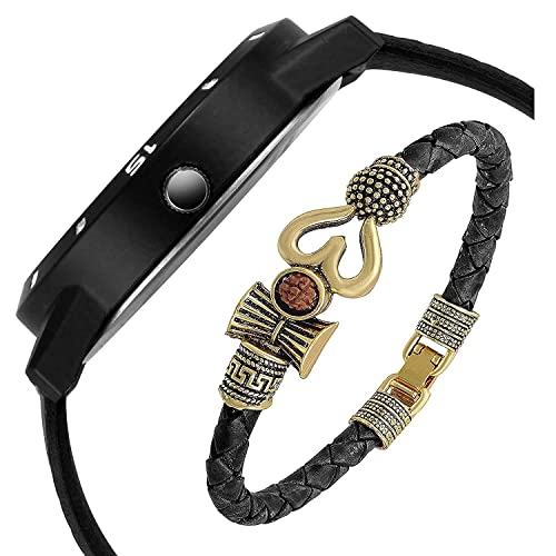SWADESI STUFF Mahadev Dial Analog Watch with Premium OM Leather Combo ...