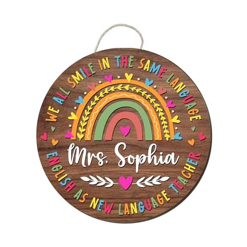 Amazon.com: Personalized Teacher Door Sign - ESL Teacher Classroom ...