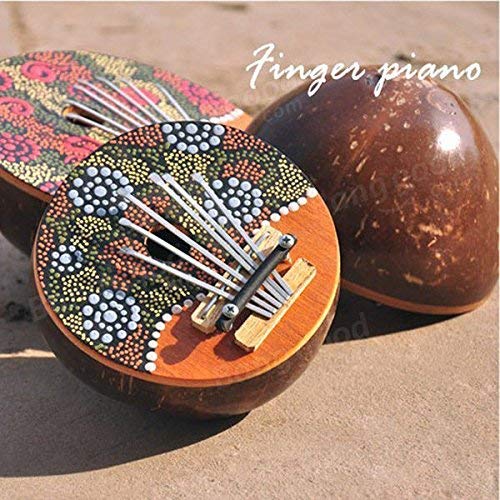 Generic Kalimba 7 Key Finger Piano Painted Coconut Shell Mbira Likembe ...