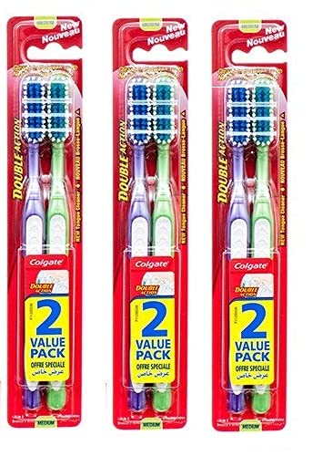Amazon.com : Colgate Toothbrush 2Ct Double Action Medium Pack (3 ...