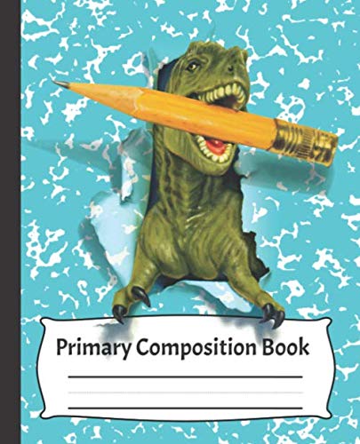 Amazon.com: T-Rex Primary Composition Book: Dotted Midline Wide Ruled ...