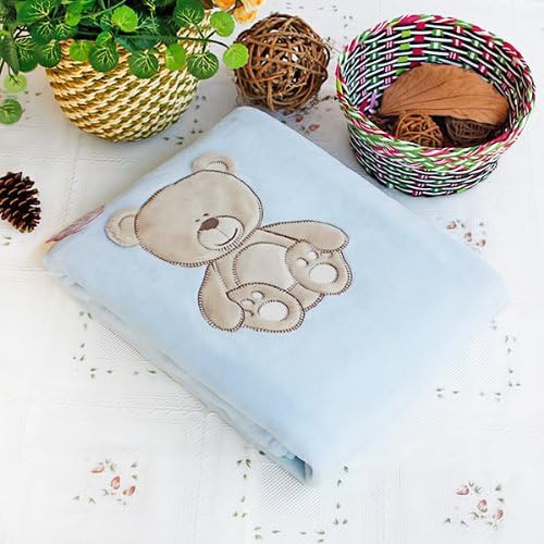 Amazon.com: [Lovely Bear] Embroidered Applique Polar Fleece Baby Throw ...