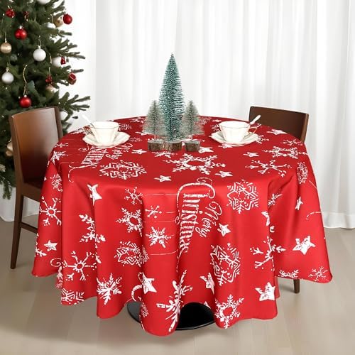 Christmas Round Table Cloths 60in Red Polyester Santa Claus Tablecloth ...